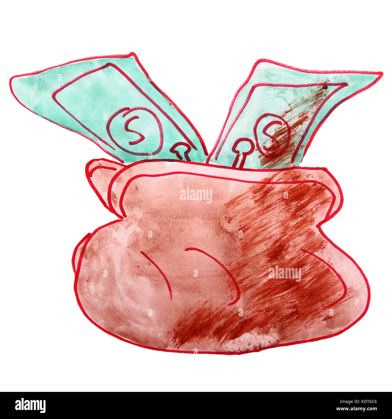 watercolor drawing a children cartoon purse on a white backgroun Stock ...