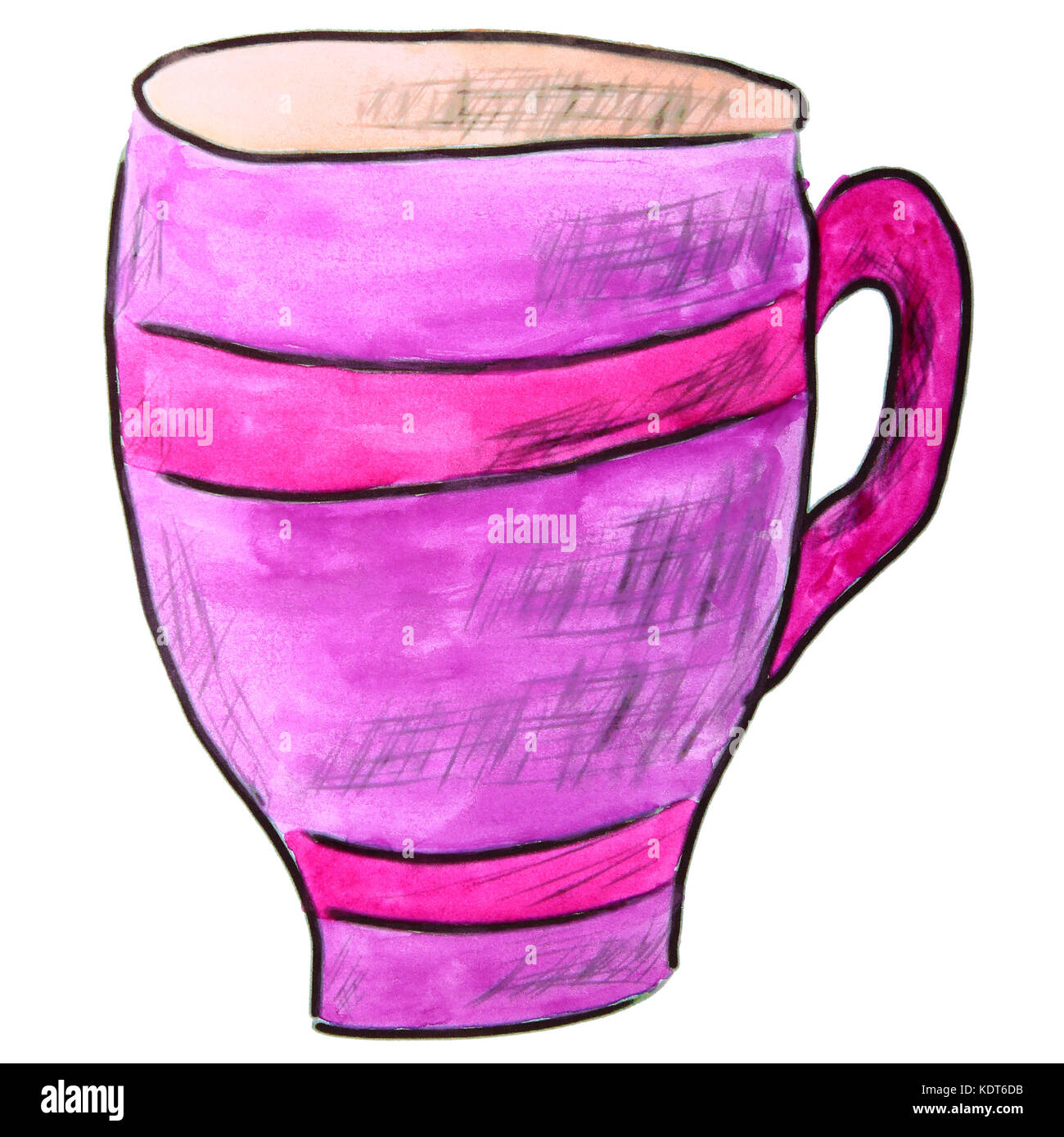 watercolor drawing kids cartoon mug on a white background Stock Photo ...