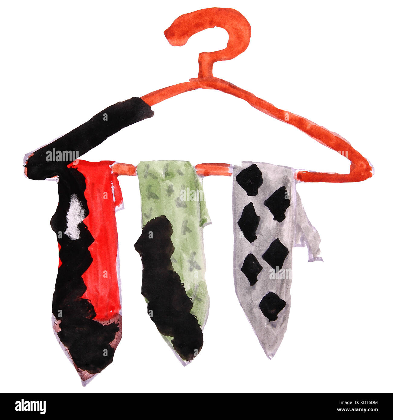watercolor drawing kids cartoon ties on a white background Stock Photo ...