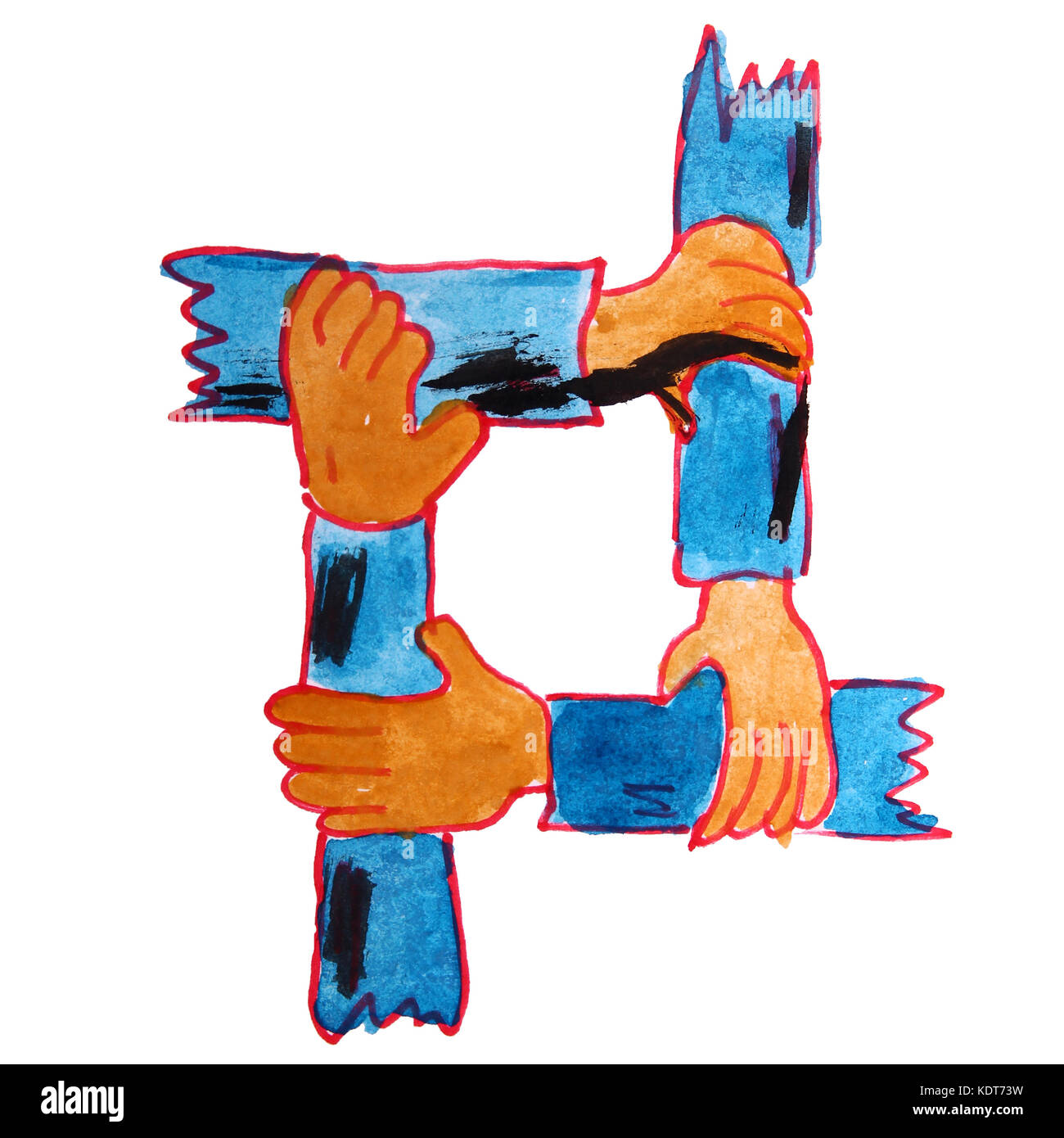 Teamwork hands together illustration Cut Out Stock Images & Pictures ...