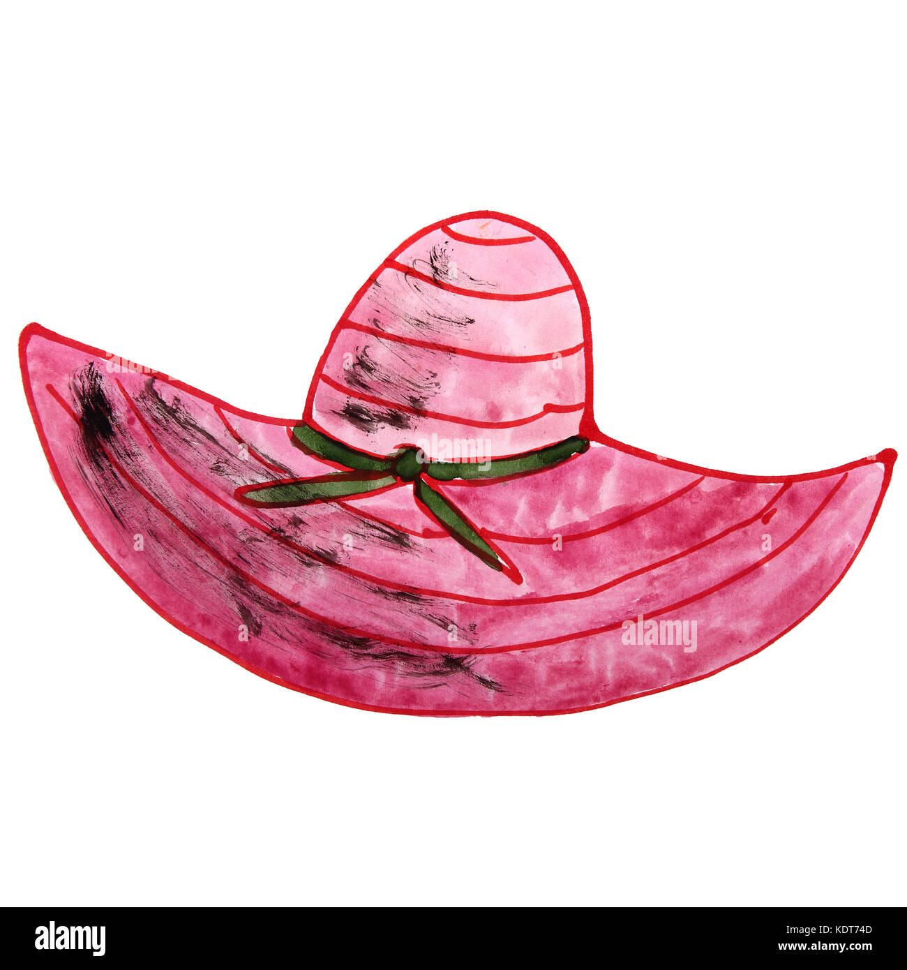 watercolor retro red hat drawing cartoon style isolated on a whi Stock ...