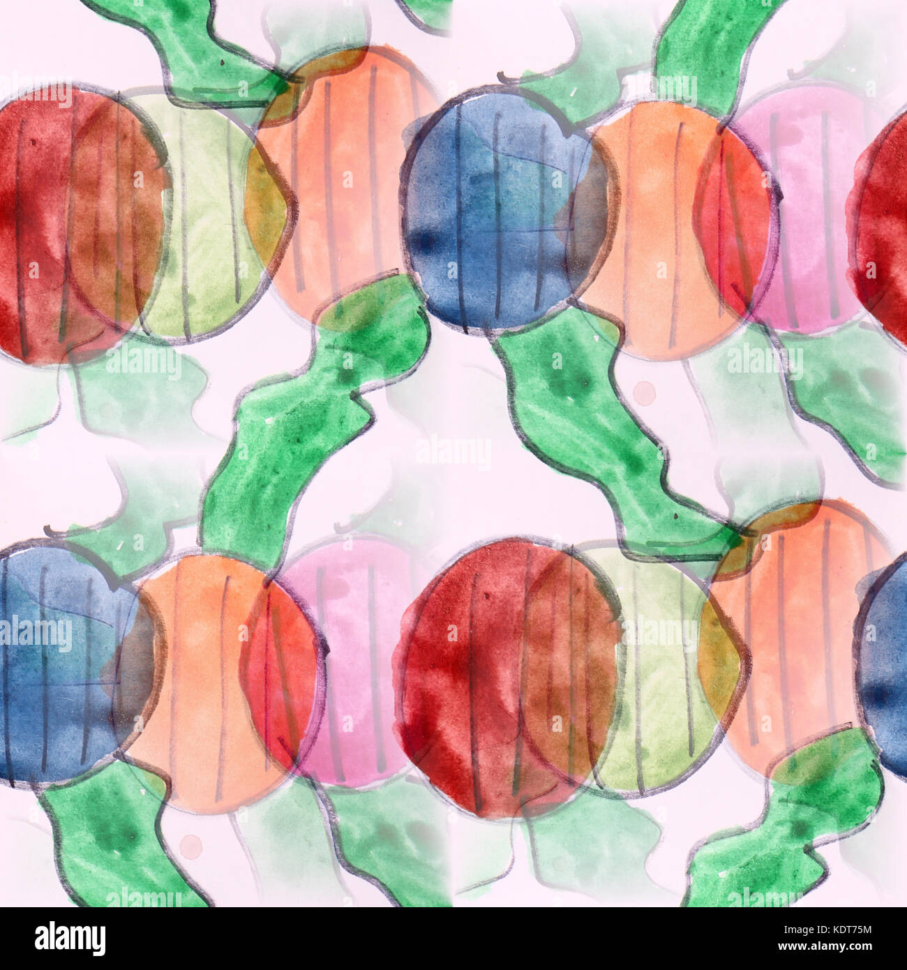 seamless Colour circles and green strips watercolor artist wallpaper ...