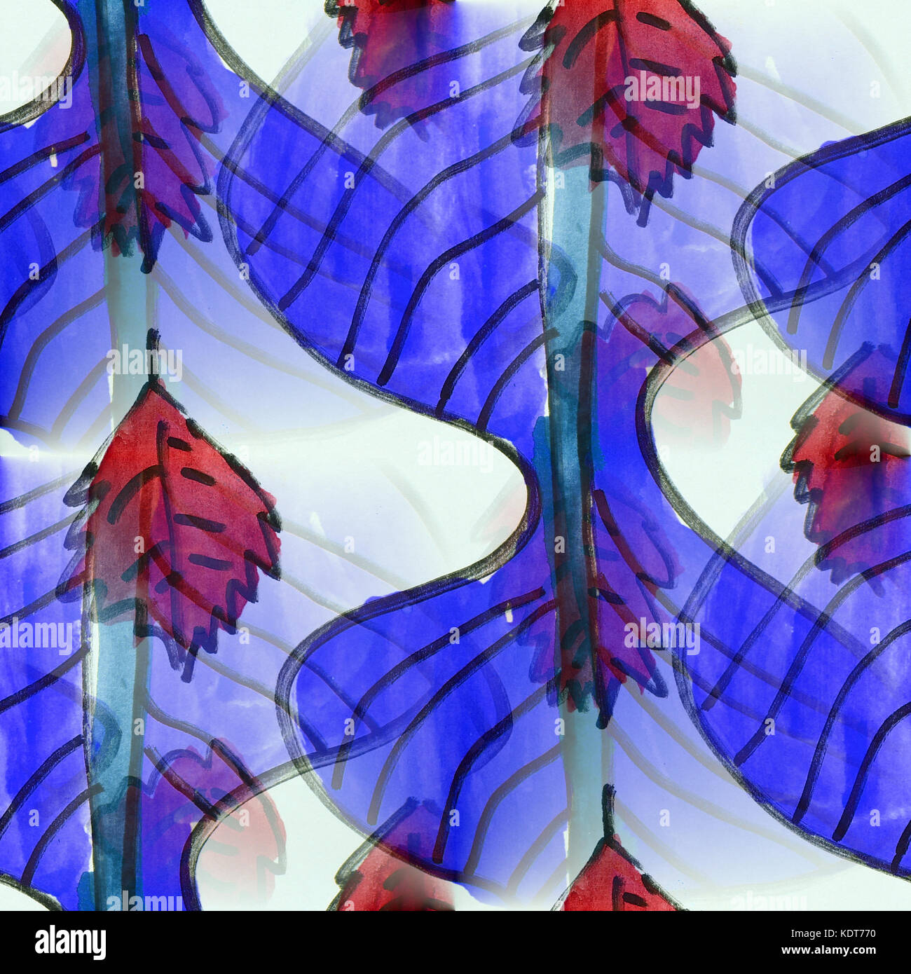 seamless Colour leaves watercolor artist wallpaper modern textur Stock ...