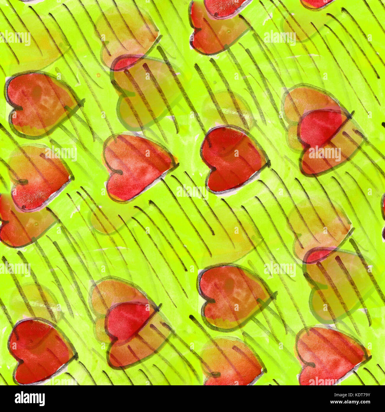 seamless Red hearts watercolor artist wallpaper modern texture o Stock ...
