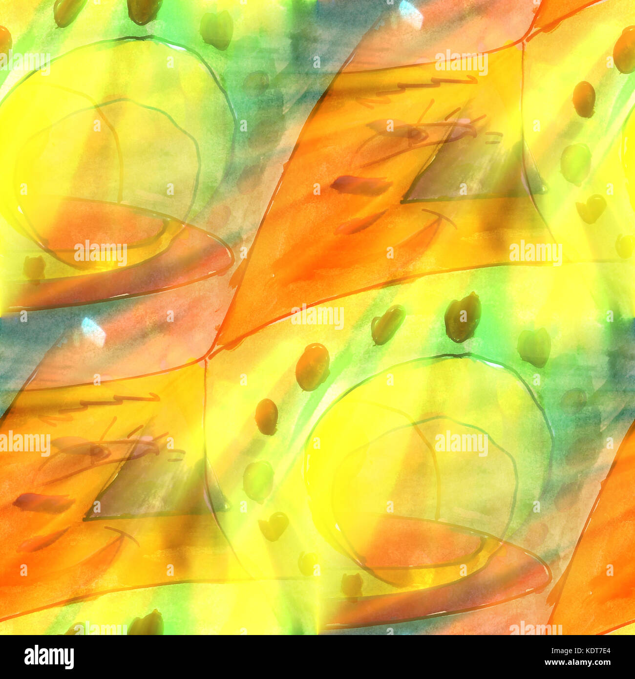 art light background yellow, green barrel texture watercolor sea Stock ...