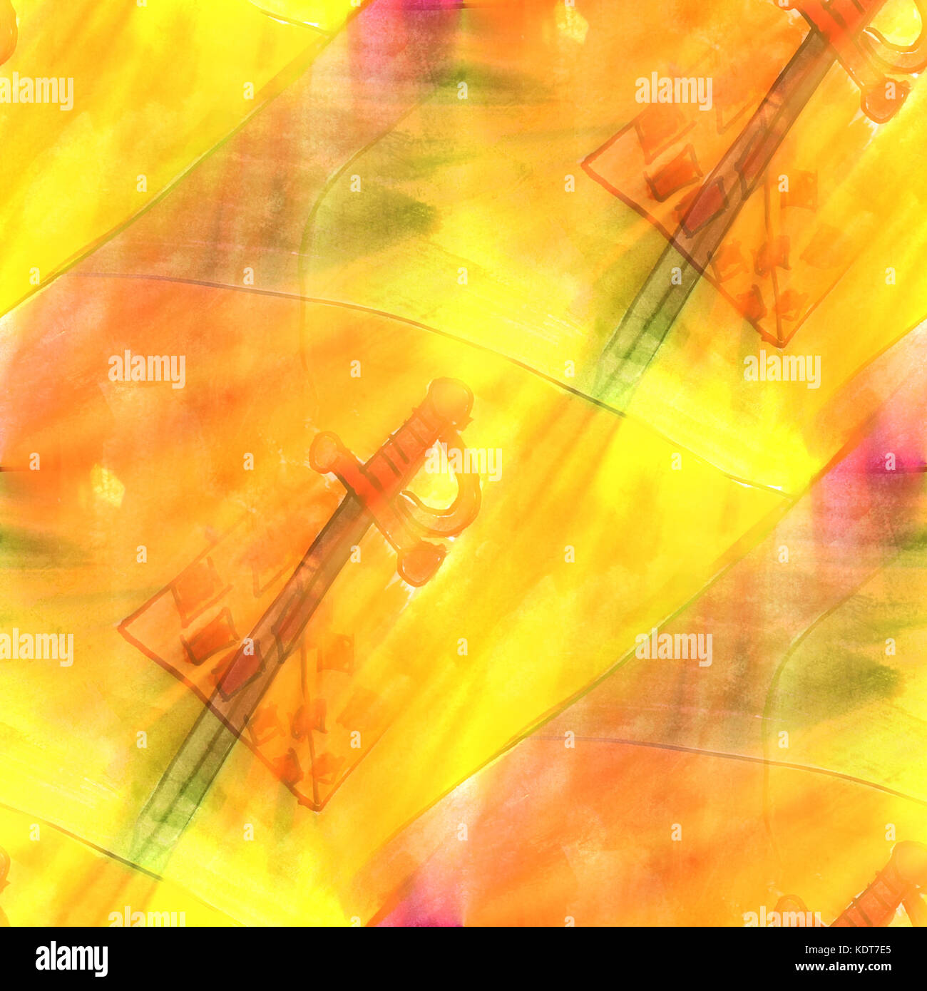 art light background yellow, red, sword texture watercolor seaml Stock ...