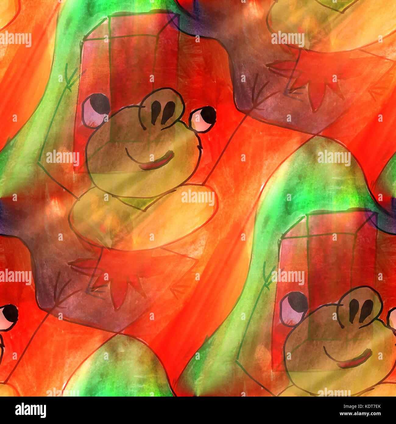 art light cartoon, animal, green, red background texture waterco Stock ...