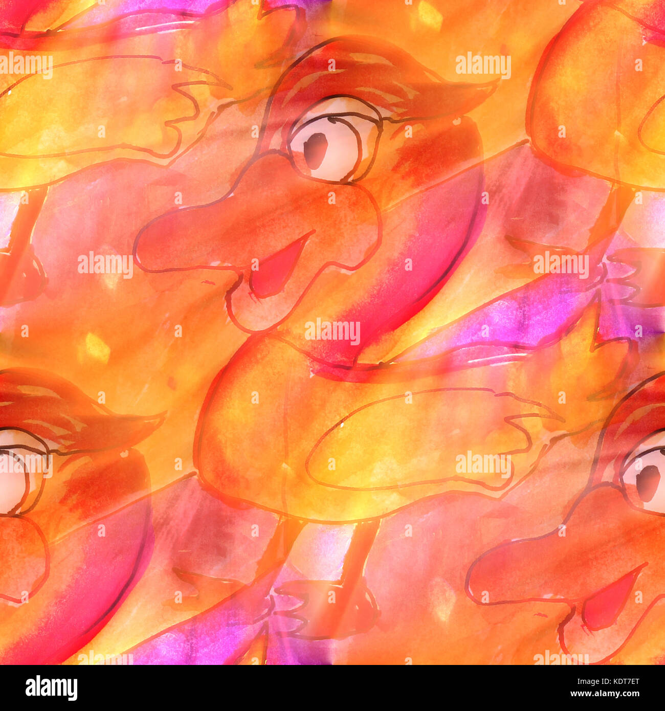 art light duck, orange background texture watercolor seamless ab Stock ...