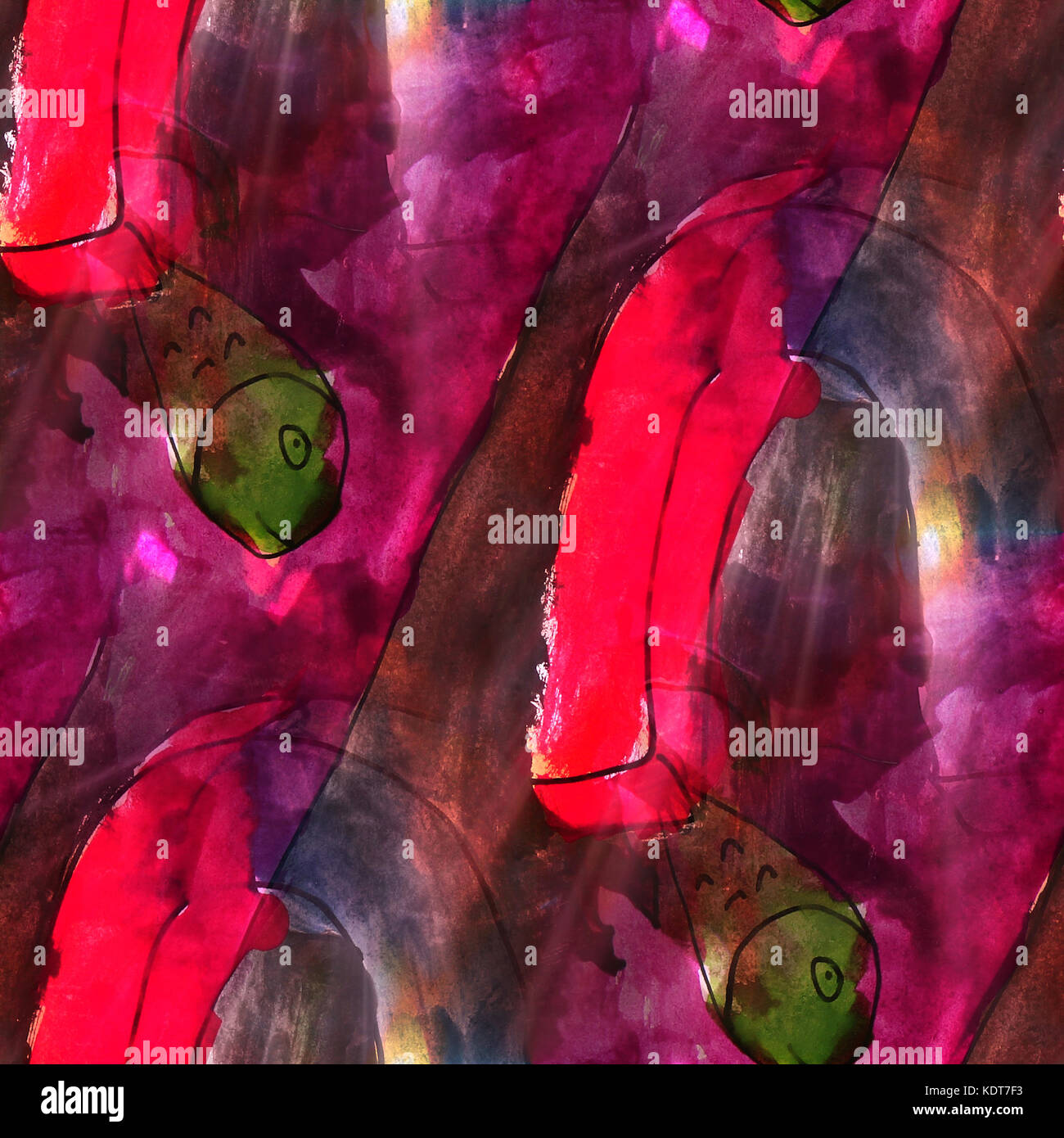 art light fish, red, green victory background texture watercolor Stock ...