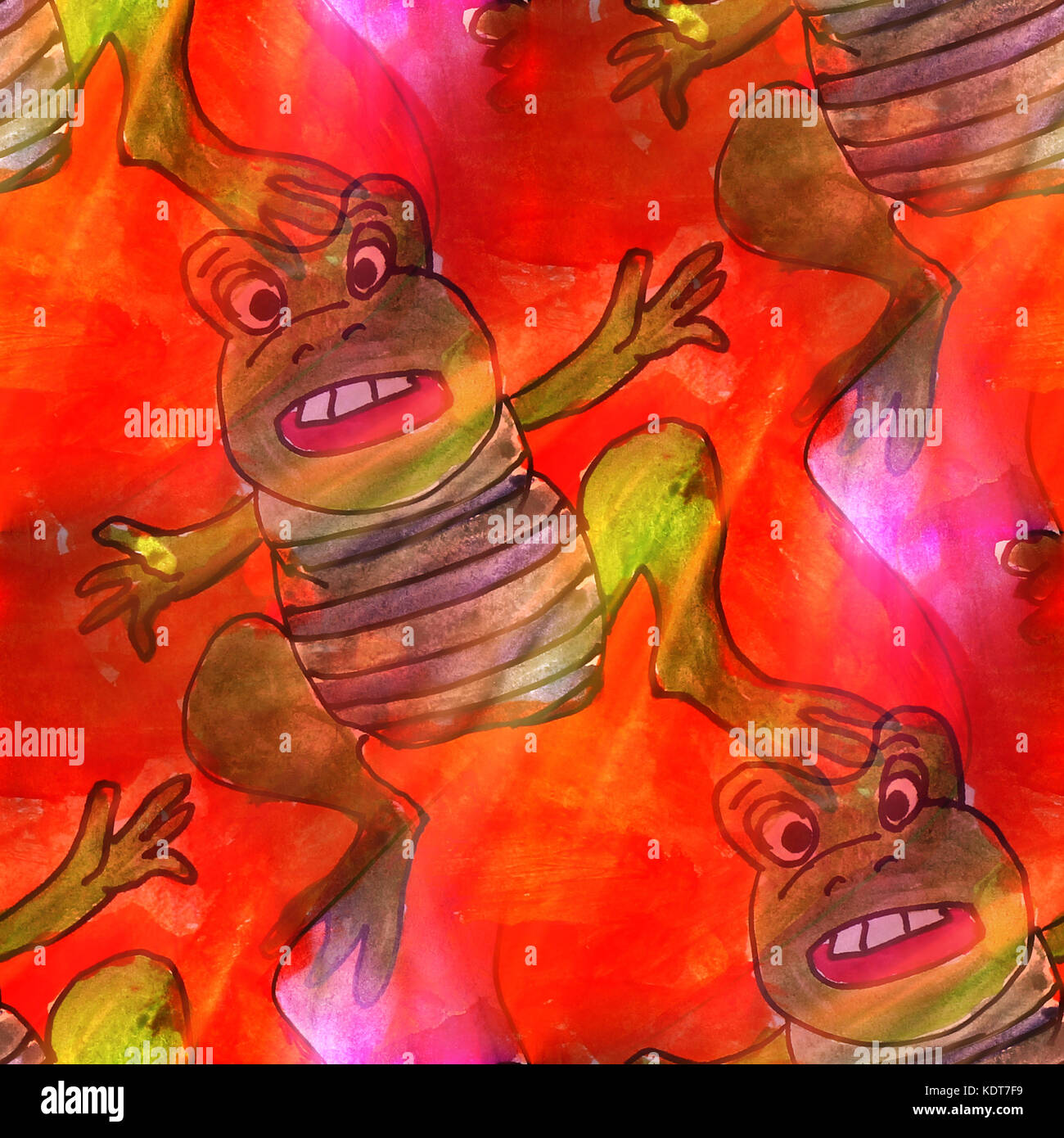 art light frog, red, green background texture watercolor seamles Stock ...