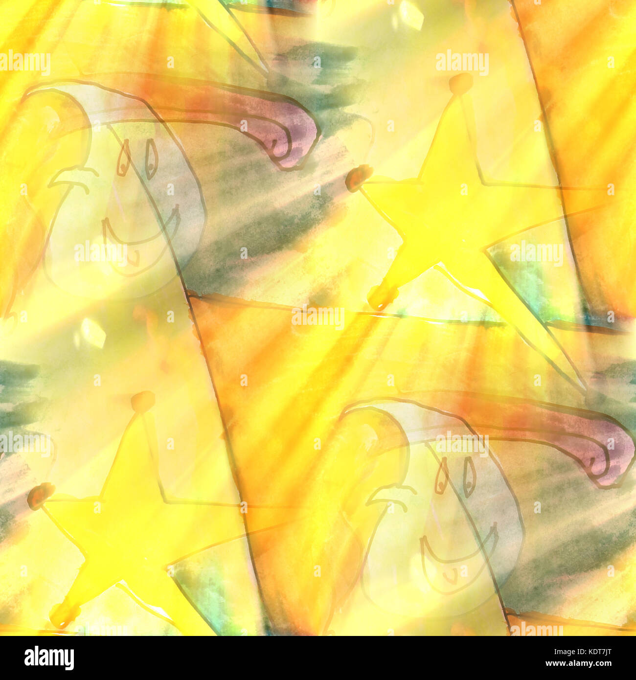 art light yellow, star, ghost background texture watercolor seam Stock ...