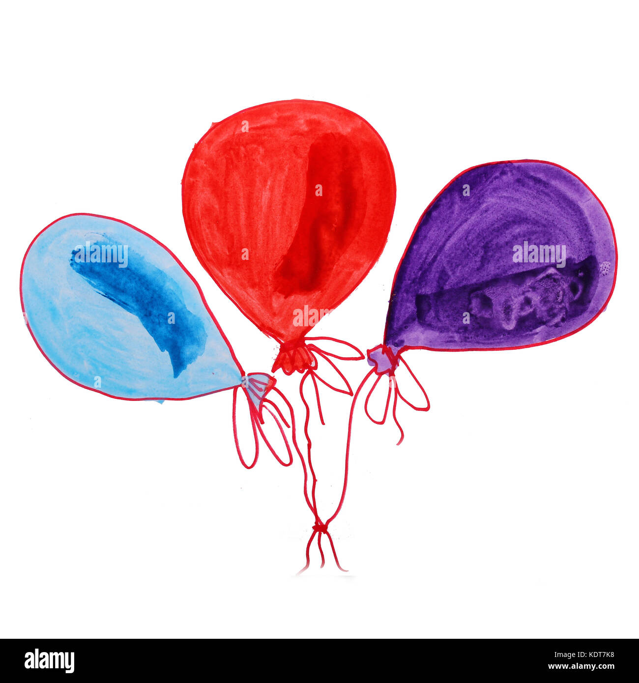 balloons watercolor drawing isolated on white background Stock Photo ...