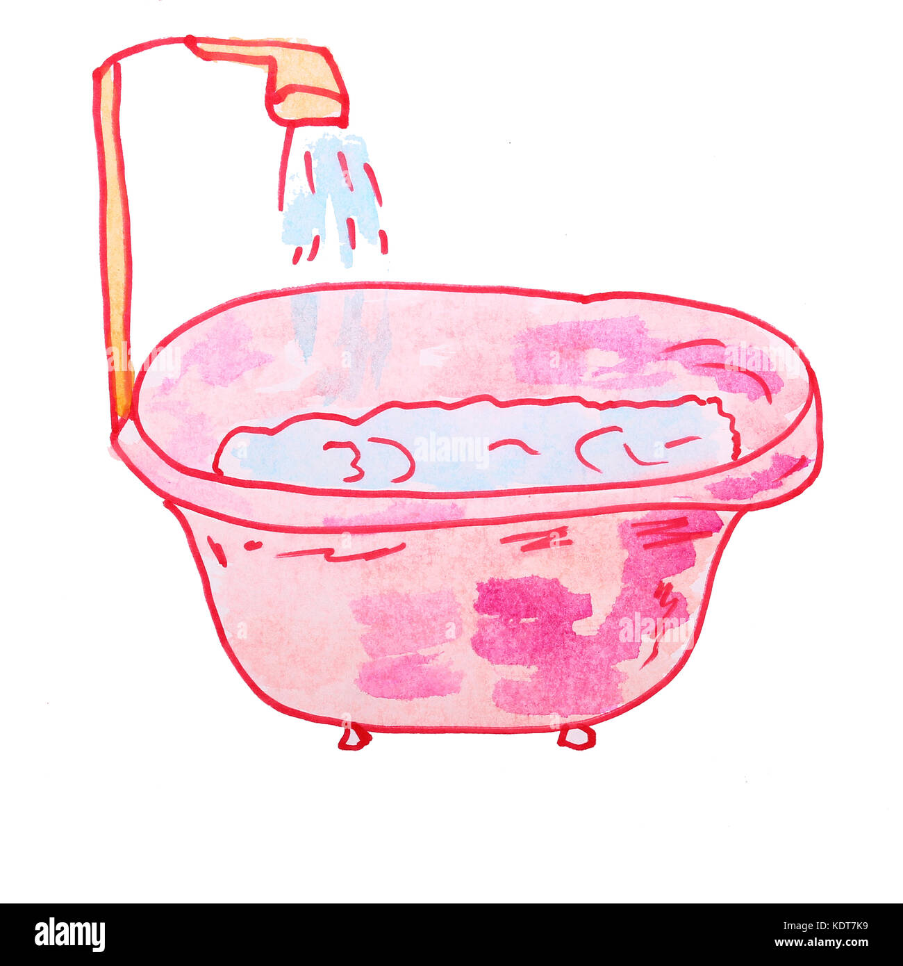 bath drawing watercolor isolated on white background Stock Photo - Alamy