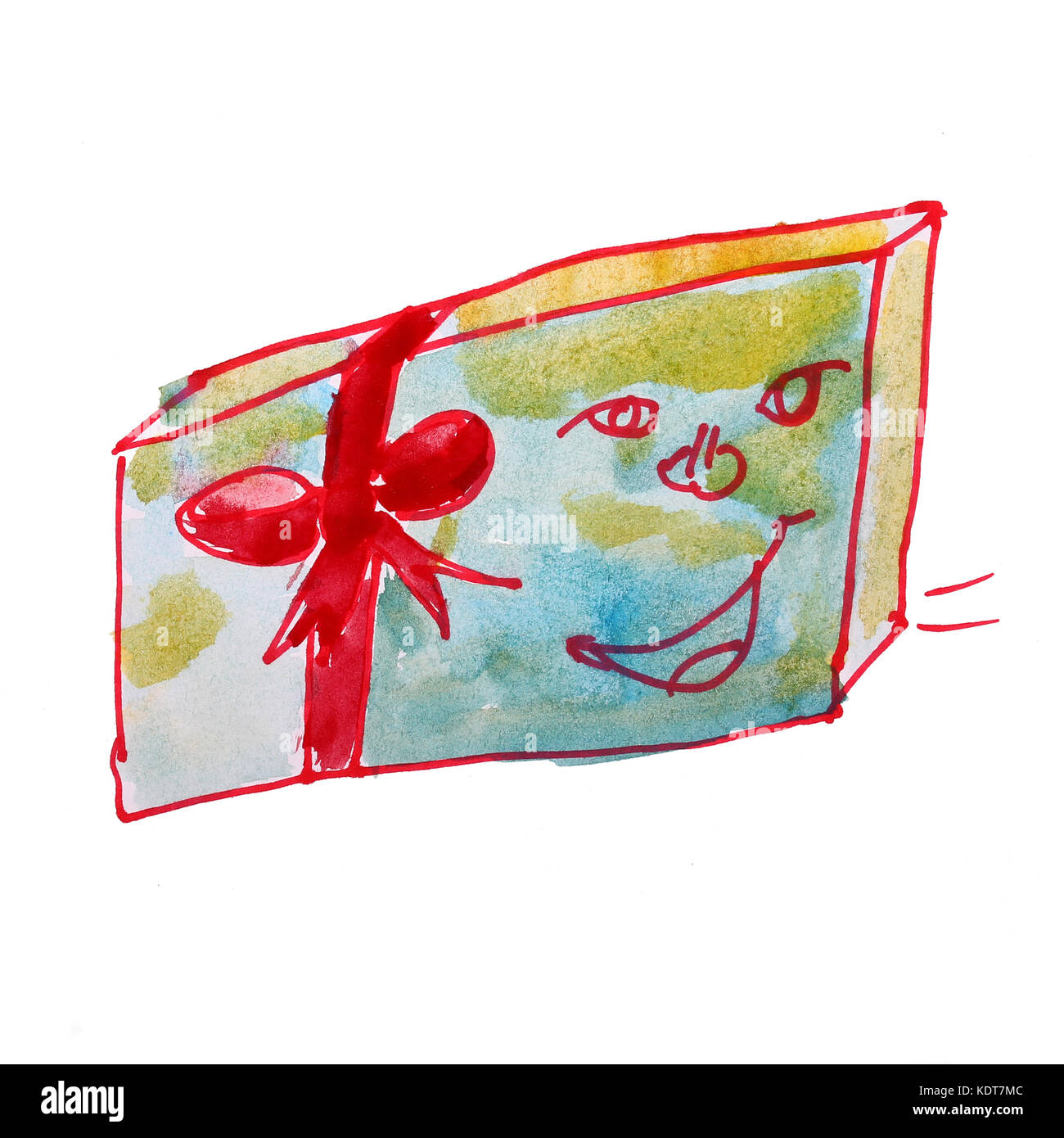 Watercolor christmas gift box Cut Out Stock Images & Pictures - Alamy