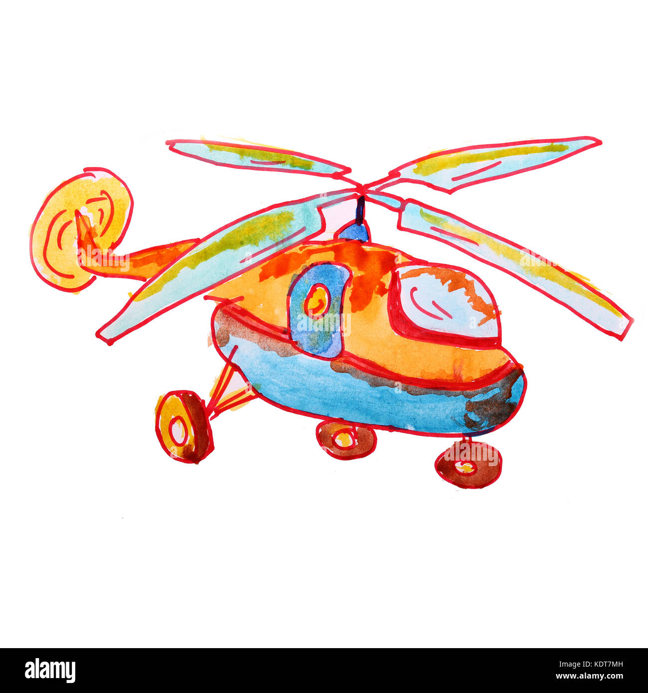 helicopter watercolor drawing isolated on white background Stock Photo ...