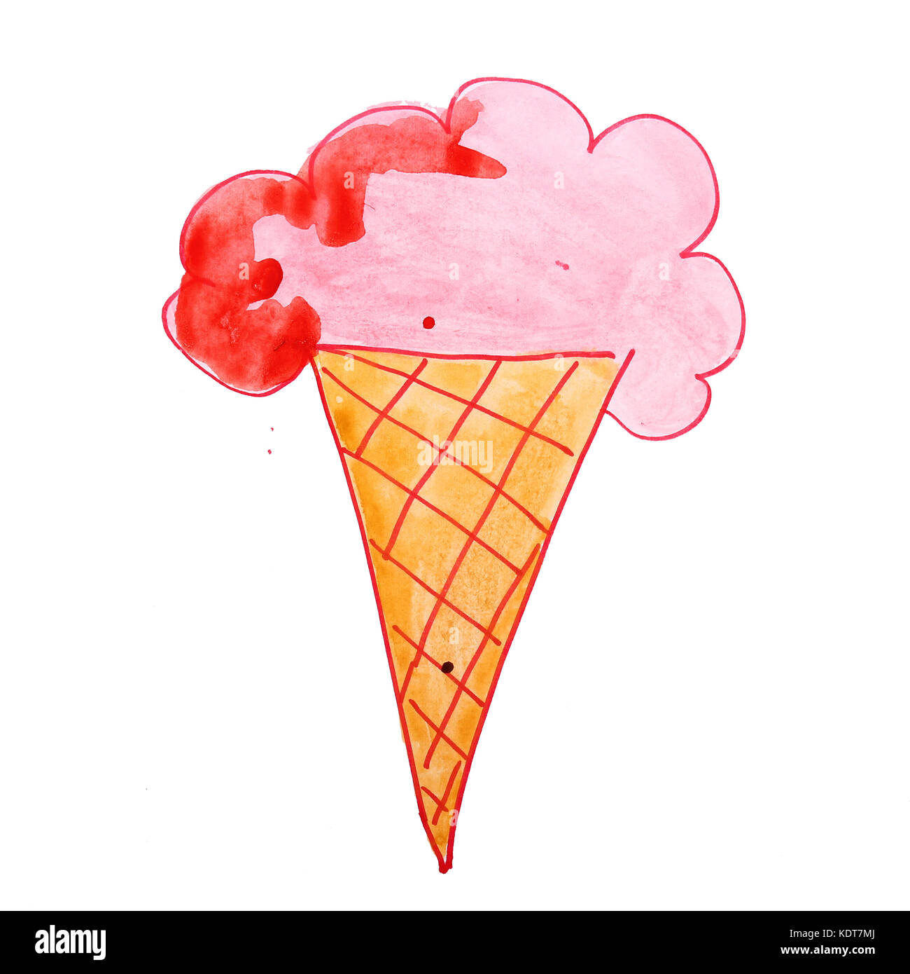 ice creams drawing watercolor isolated on white background Stock Photo ...