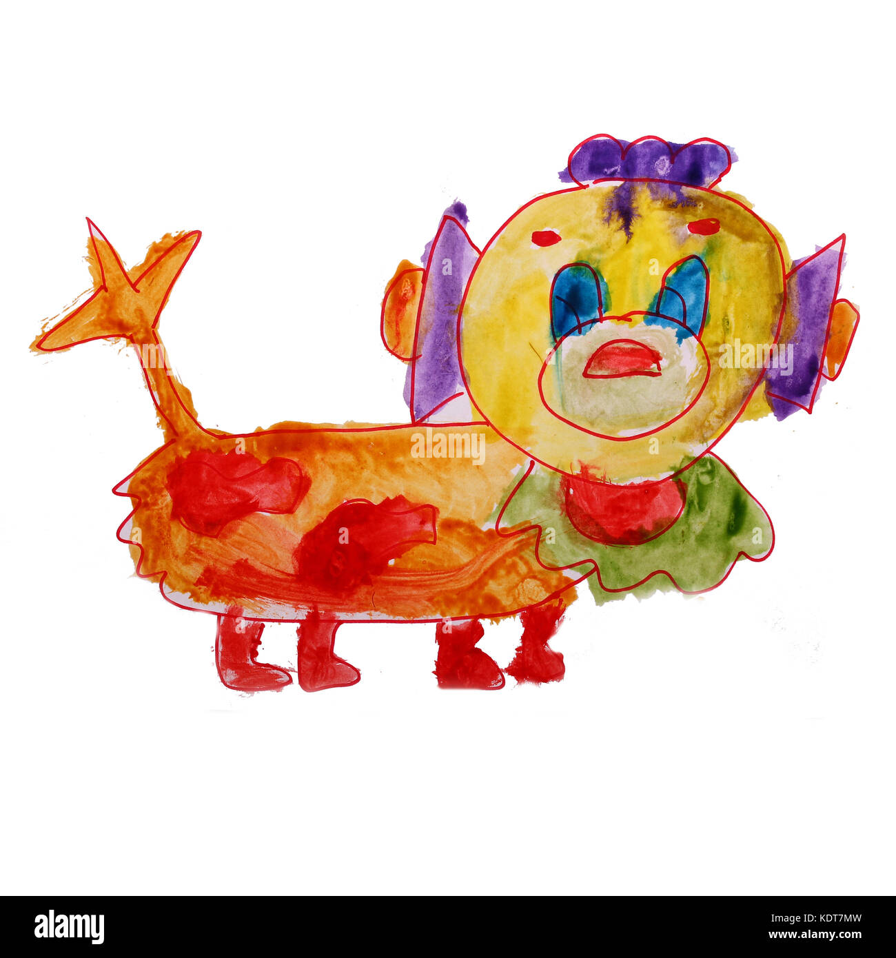 Monster watercolor drawing isolated on white background Stock Photo - Alamy
