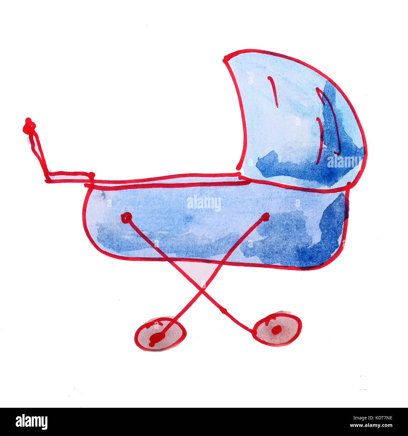 Prams watercolor drawing cartoon isolated on a white background Stock ...