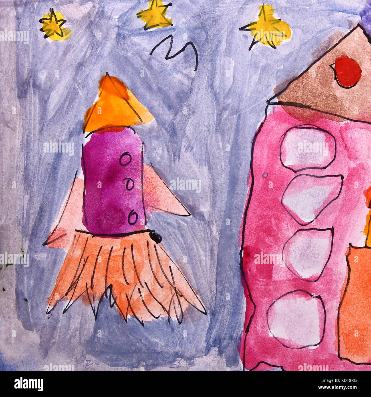 modern rocket house seamless watercolor artist wallpaper texture Stock ...