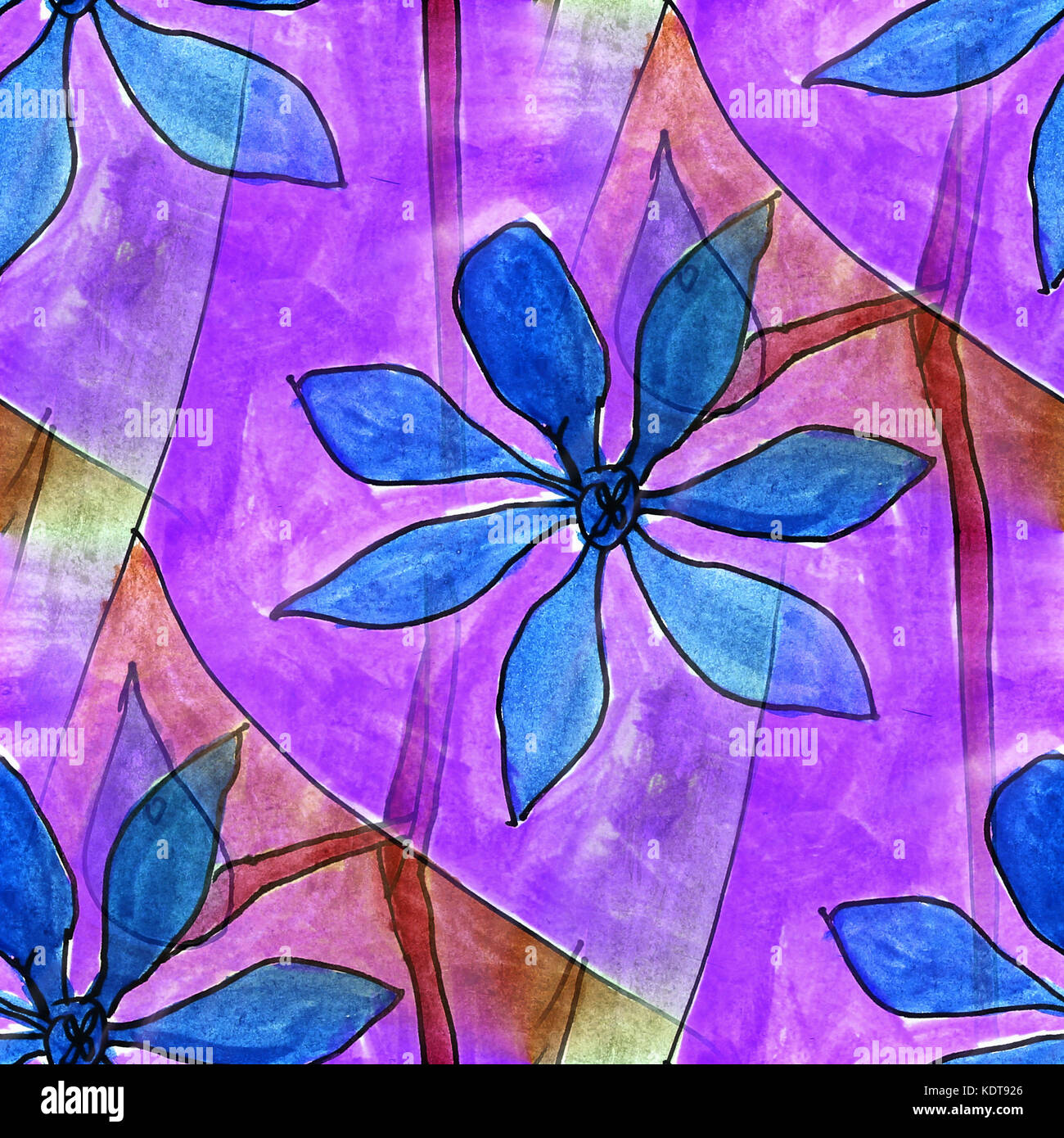 seamless purple, blue, flower light watercolor artist wallpaper Stock ...