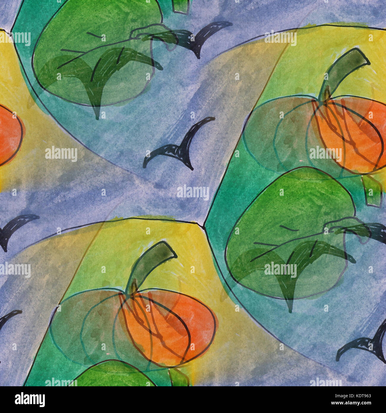 art seamless birds contemporary texture watercolor unusual wall Stock ...