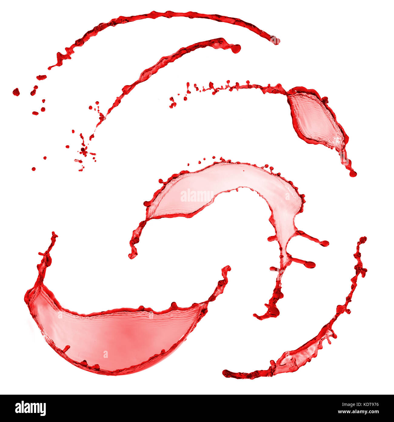 Splendid collection of splashes red color isolated on white background ...