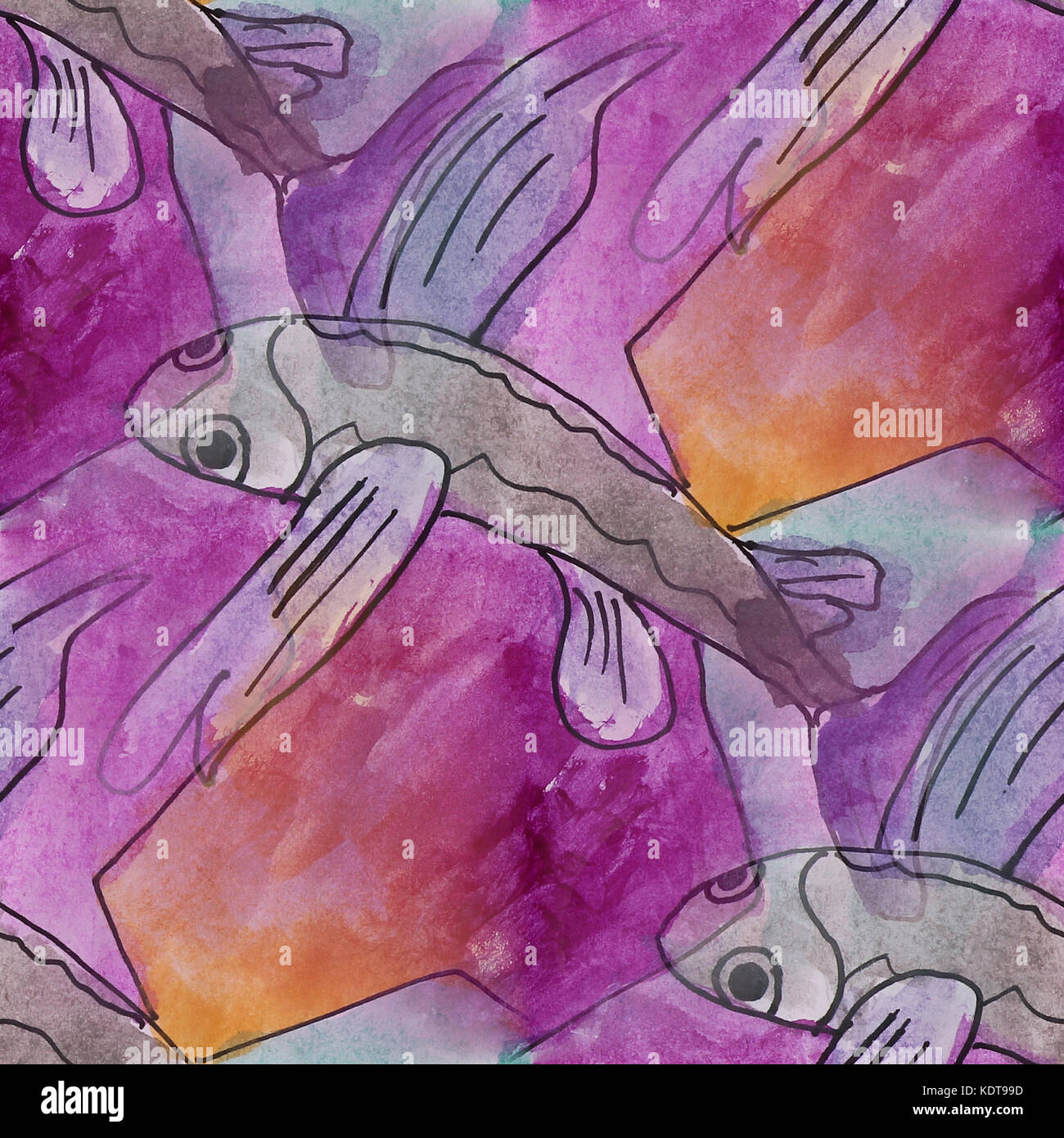 art seamless fish contemporary texture watercolor unusual wallp Stock ...