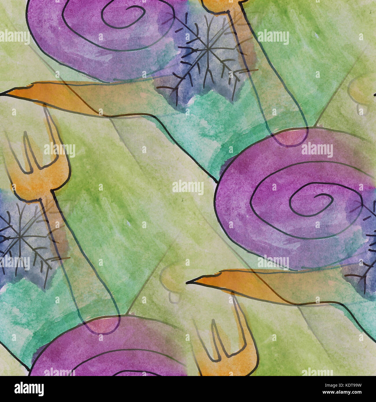 art seamless fork contemporary texture watercolor unusual wallpa Stock ...