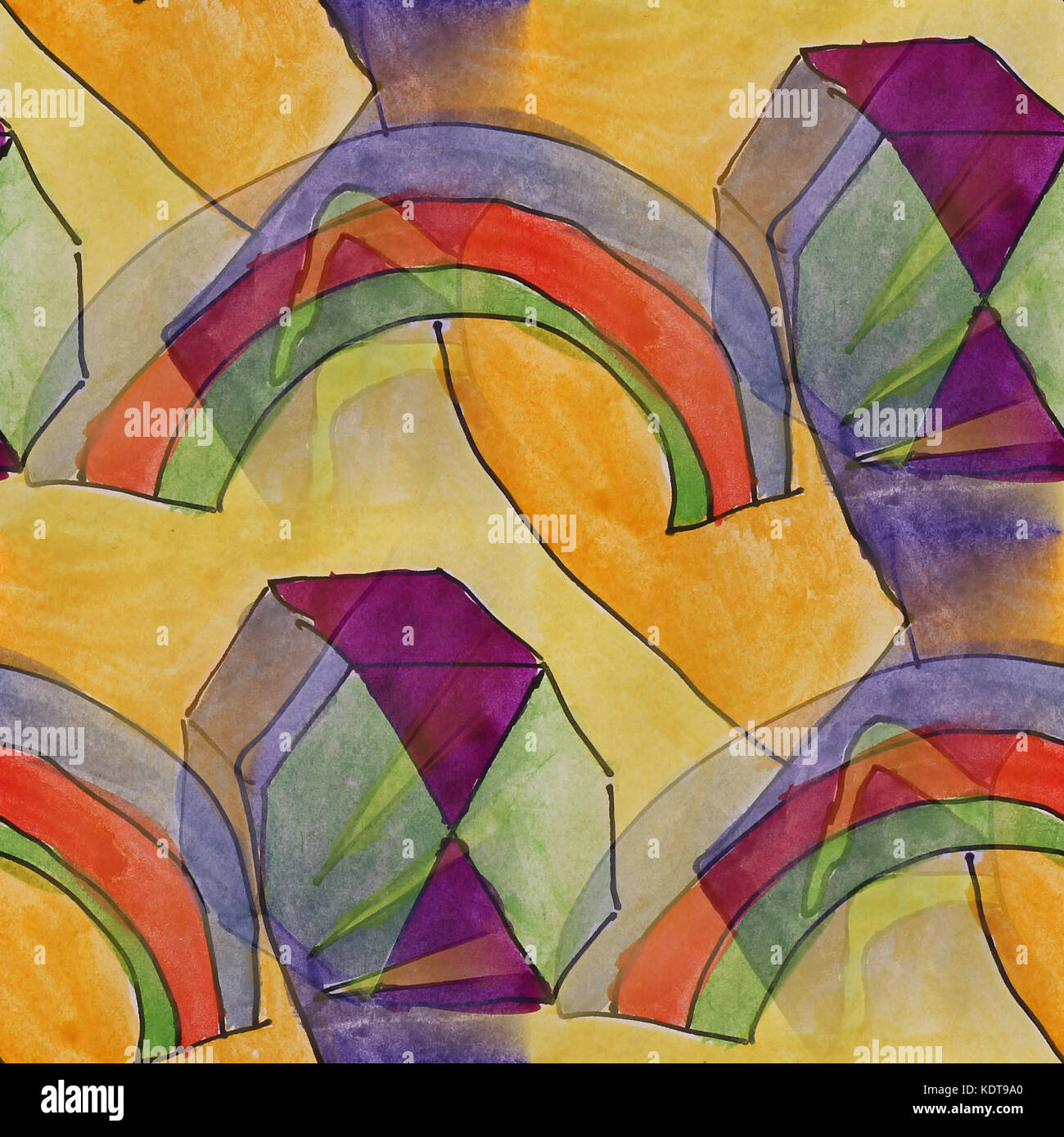 art seamless geometric shapes contemporary texture watercolor un Stock ...
