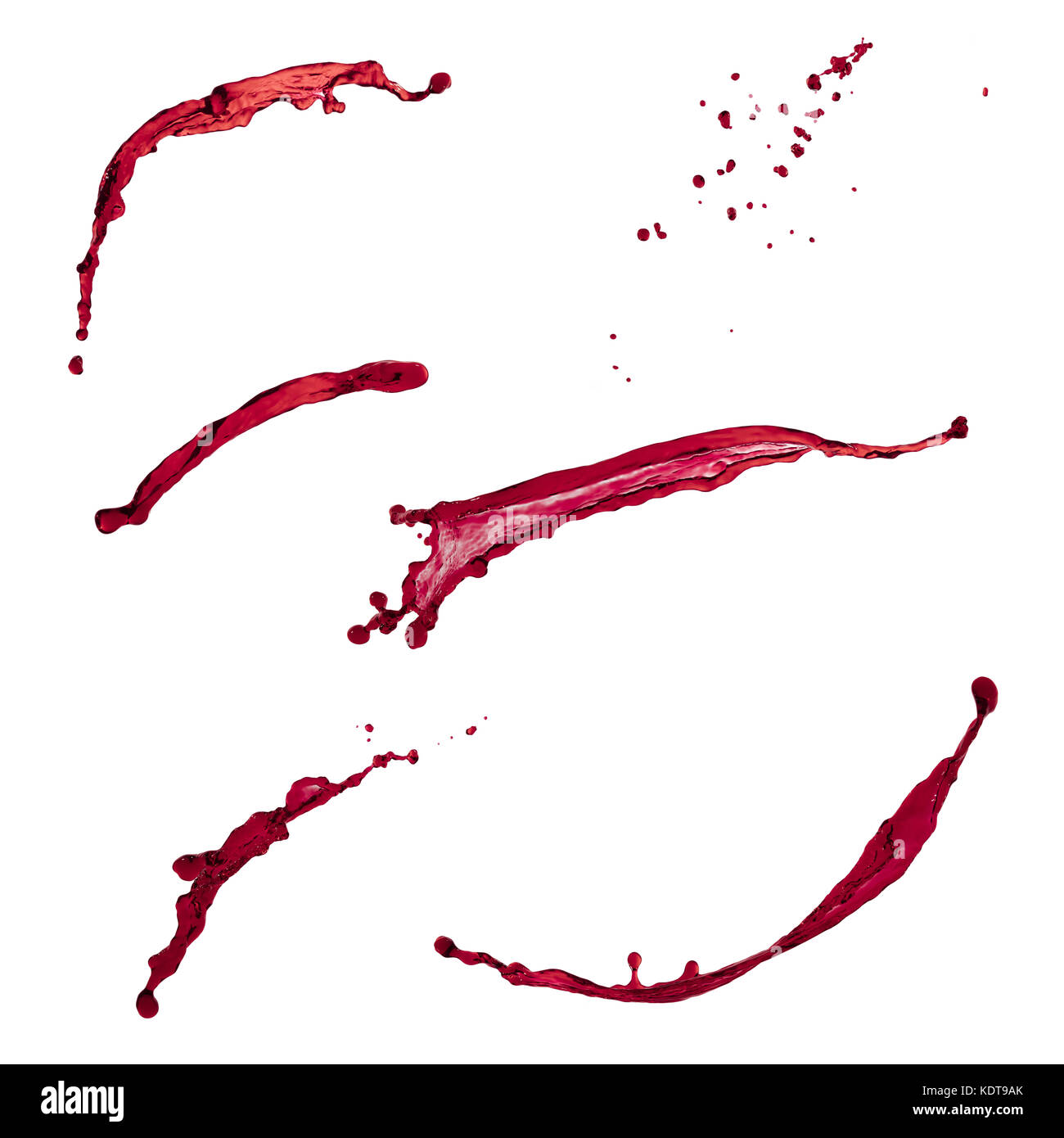 Splendid collection of splashes red color isolated on white background ...