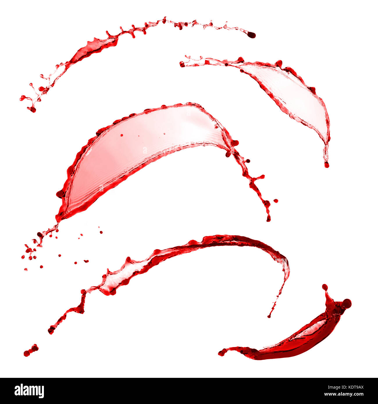 Splendid collection of splashes red color isolated on white background ...