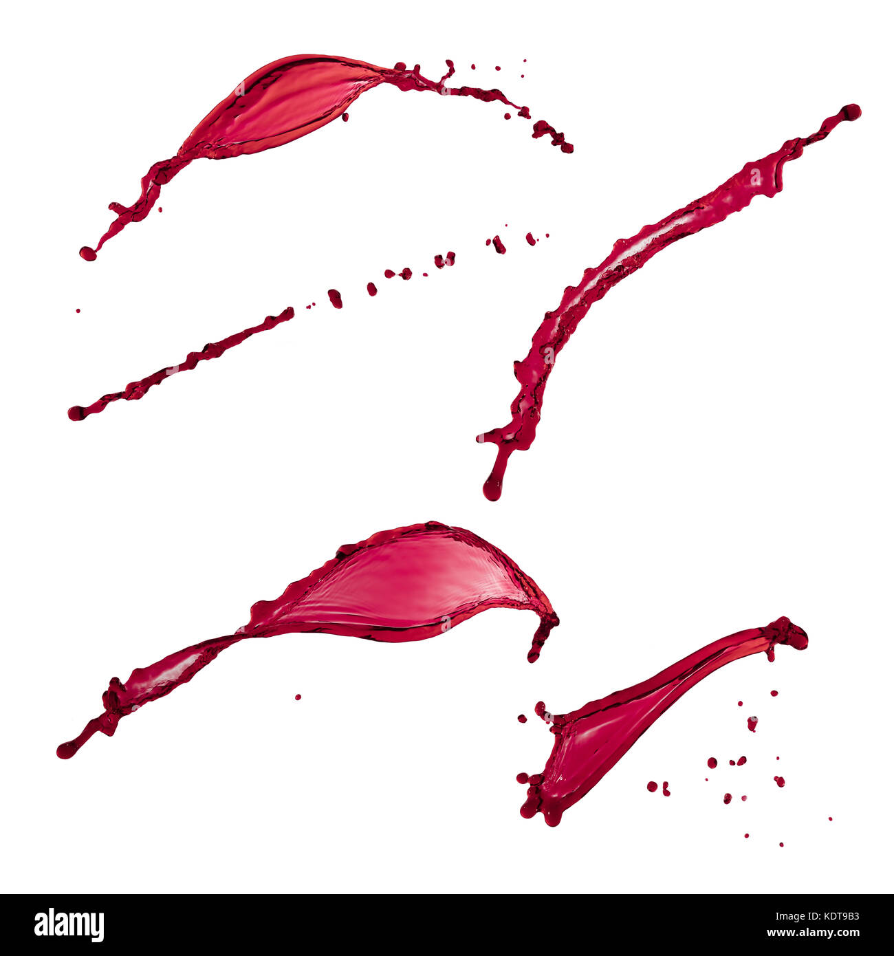 Splendid collection of splashes red color isolated on white background ...