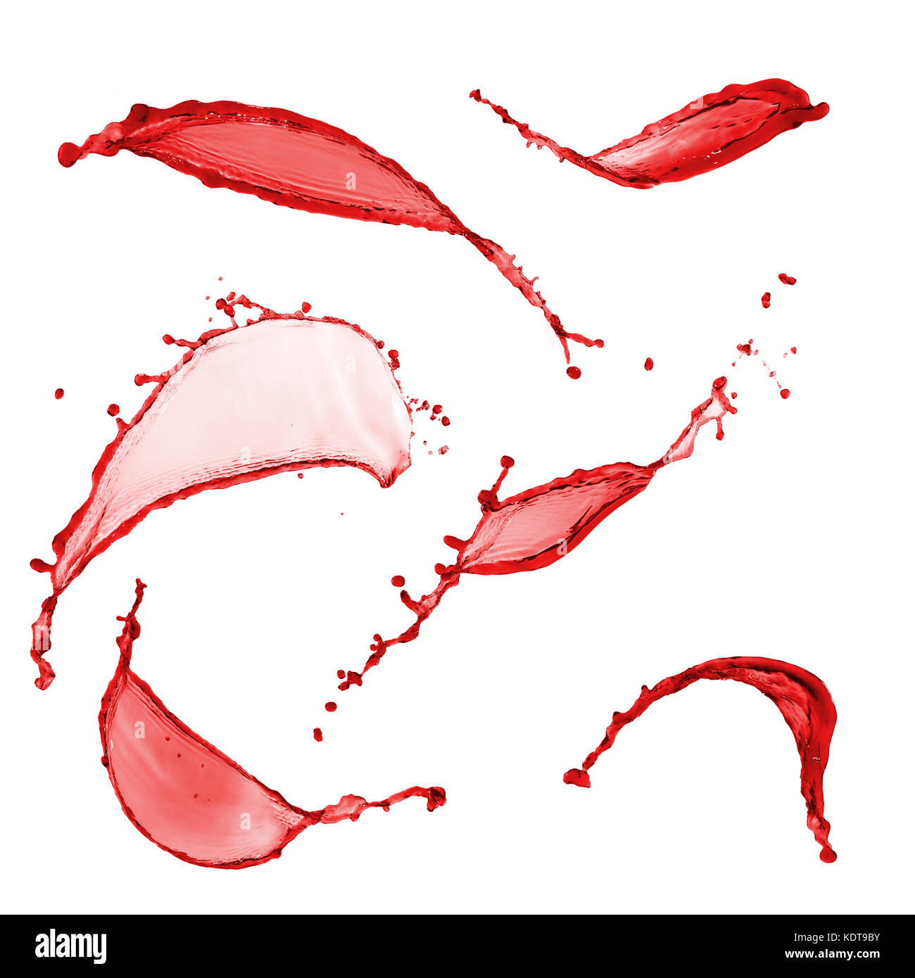 Splendid collection of splashes red color isolated on white background ...