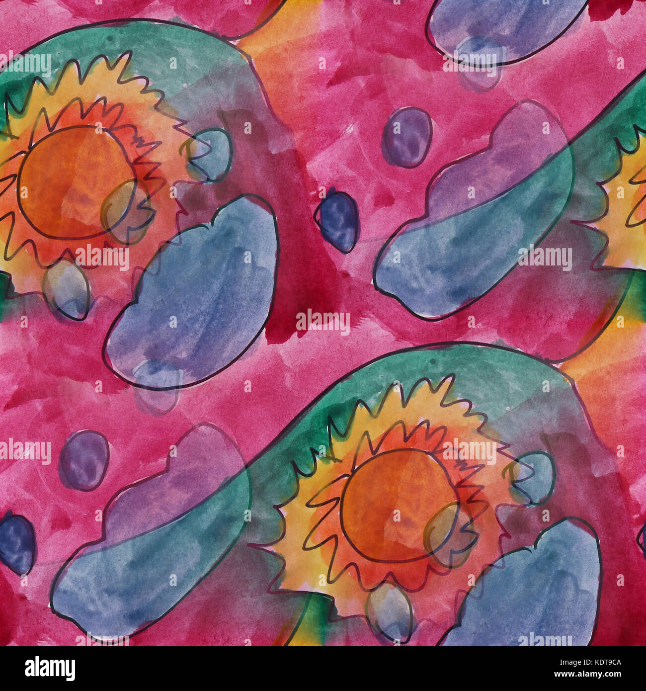 art seamless sun and cloud contemporary texture watercolor unusu Stock ...