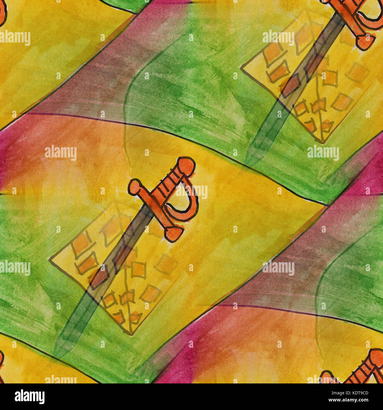 art seamless sword contemporary texture watercolor unusual wall Stock ...