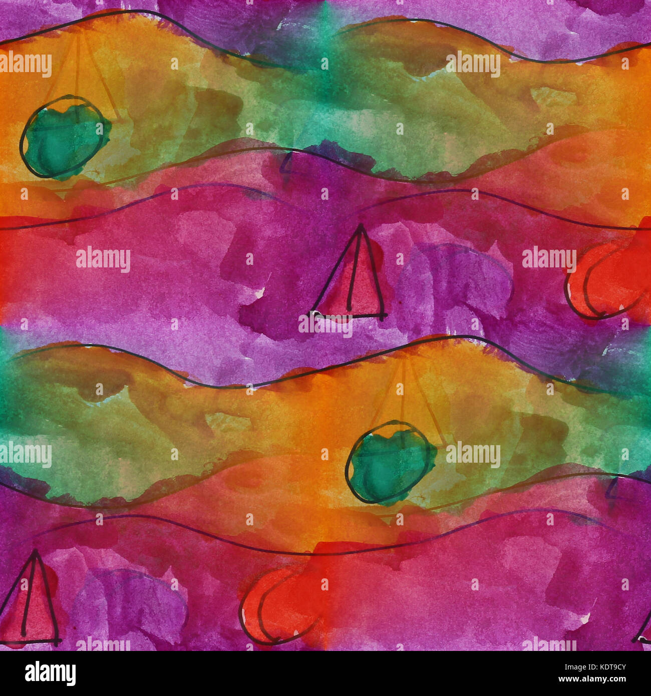 art seamless waves contemporary texture watercolor unusual wall Stock ...