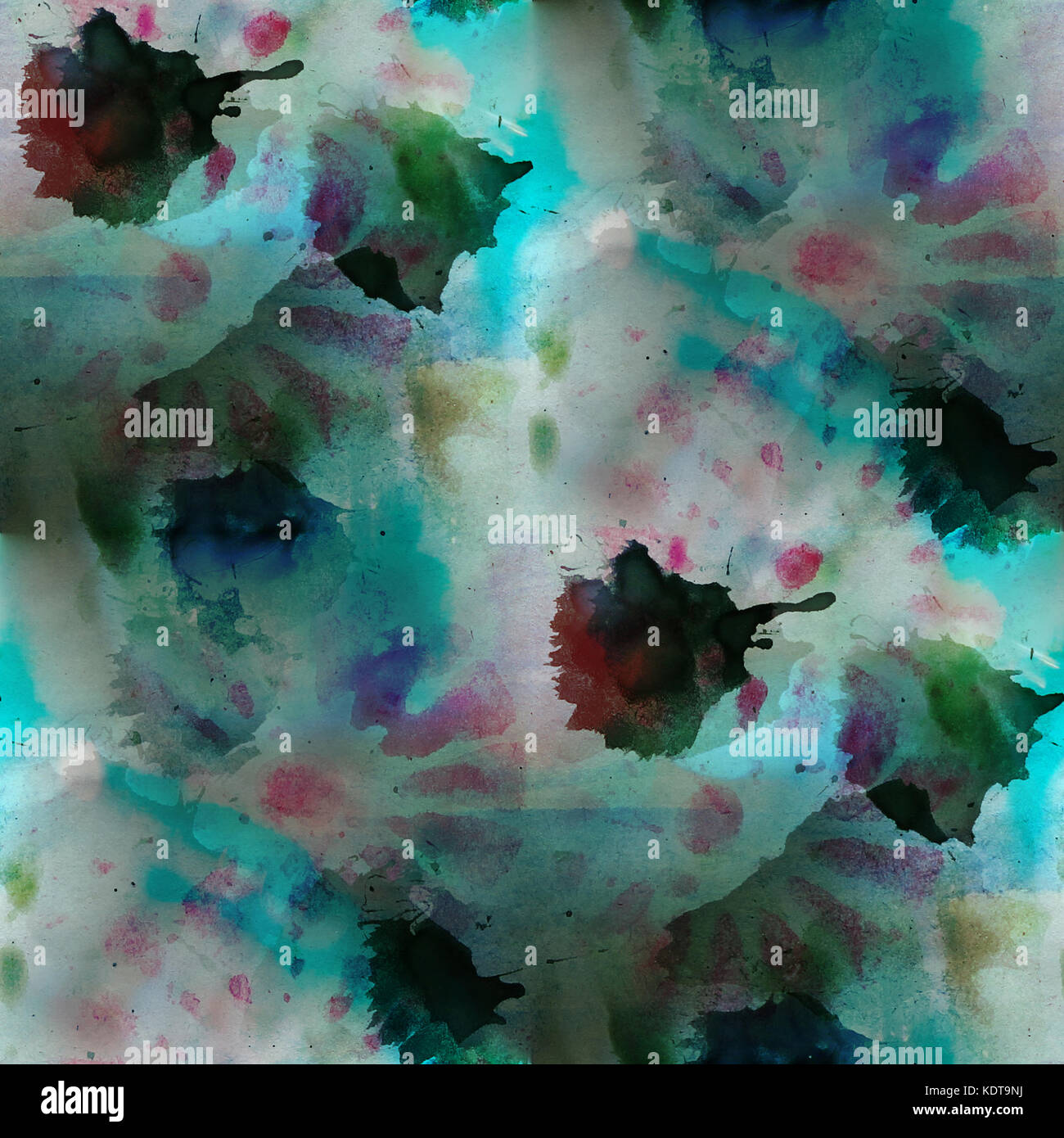 contemporary blue, black avant-garde seamless wallpaper hand-dra Stock ...