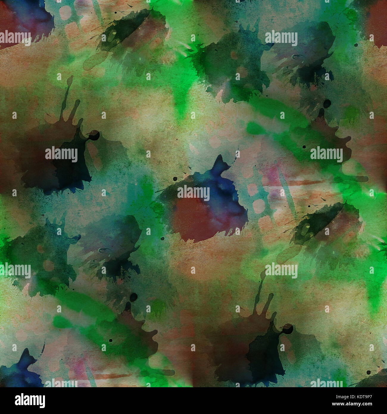 contemporary green, blue avant-garde seamless wallpaper hand-dr Stock ...