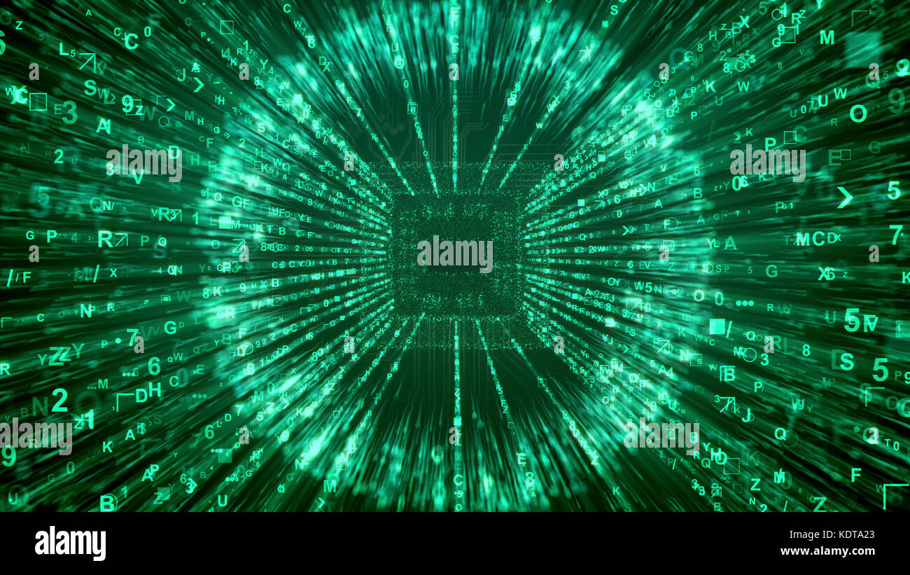 Holographic 3d illustration of a CPU cyberspace blast with sparkling ...