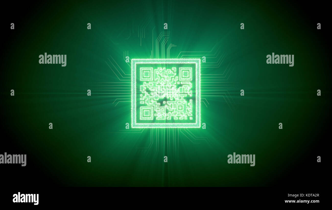 Brainteaser 3d rendering of a puzzle qr-code shaped CPU in a bright ...