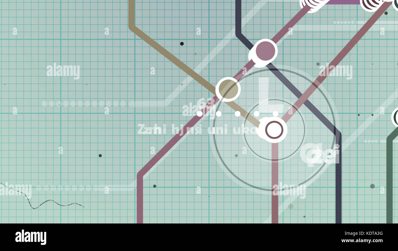 School type 3d illustration of a metro map. It has three circles around one big center, and ...