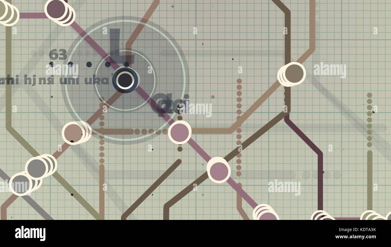 Common 3d illustration of a metro map. It includes three circles around ...