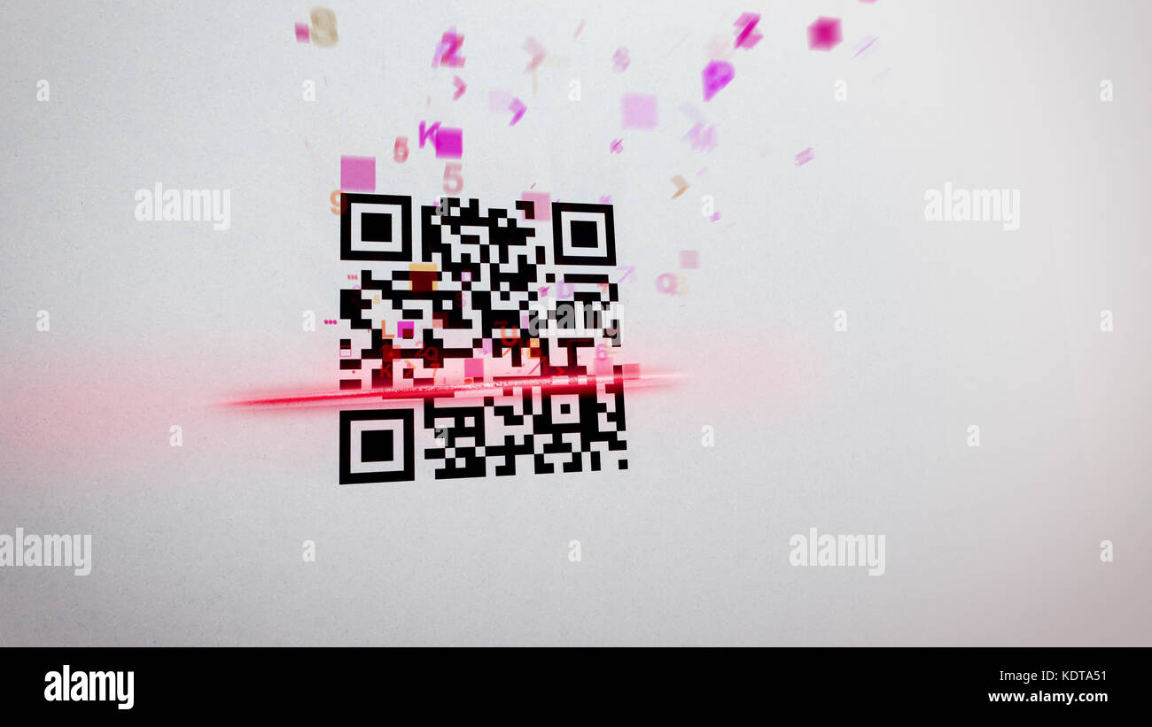 Impressive 3d rendering of an abstract QR code scanning process with ...