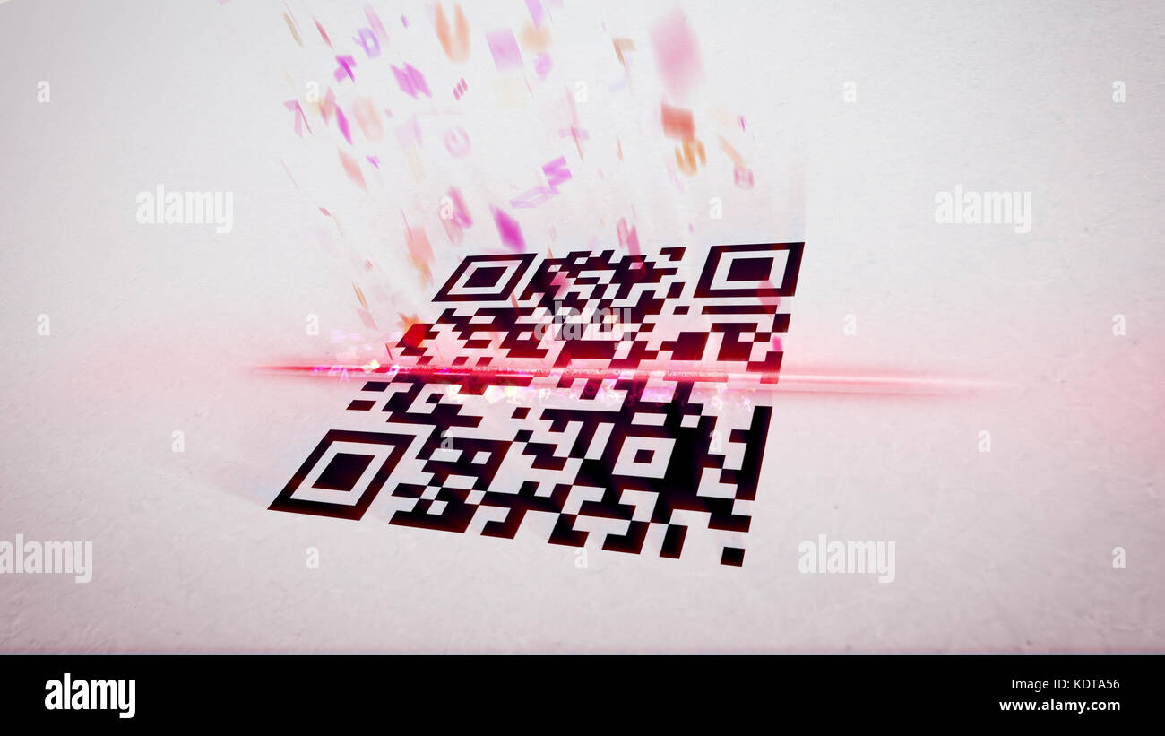 Arty 3d rendering of an abstract QR code scanning illustration put ...