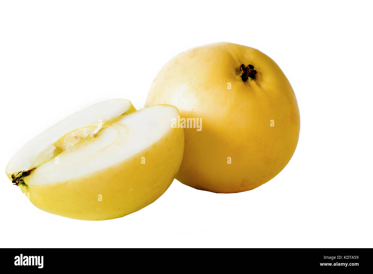 Sliced golden delicious Reine des reinettes apple isolated on white ...