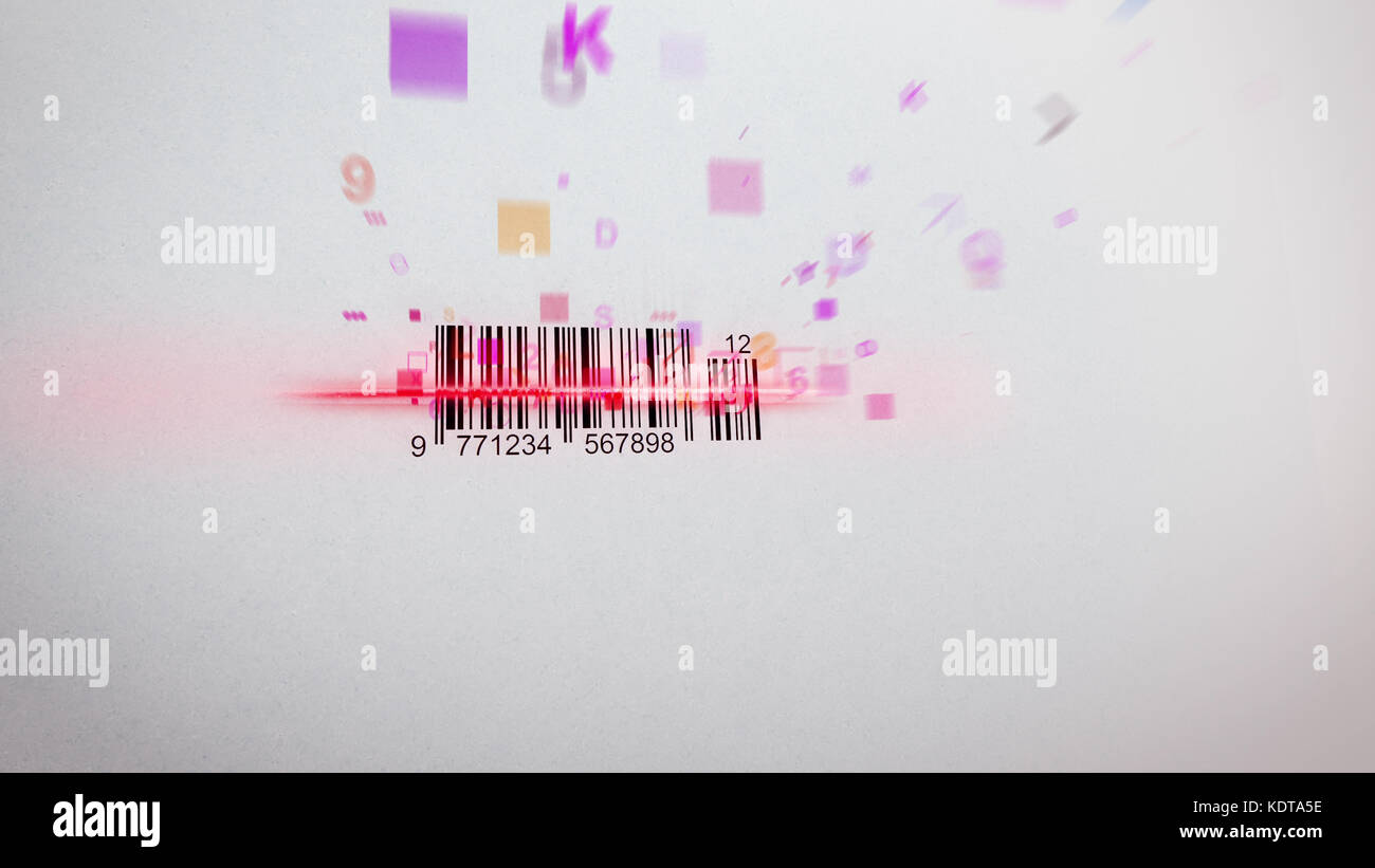 Impressive 3d illustration of an abstract Barcode scanning procedure ...