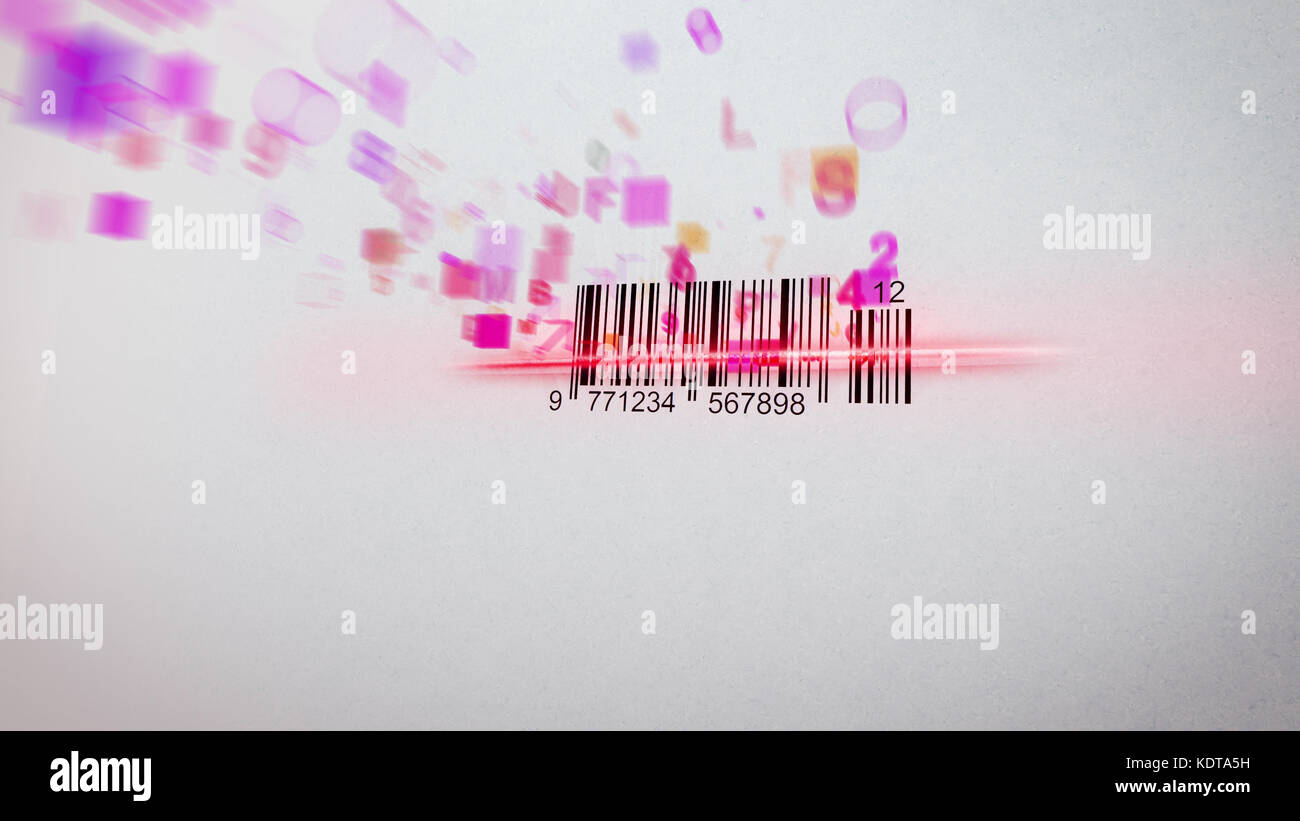 Wonderful 3d rendering of an abstract Barcode scanning process with ...