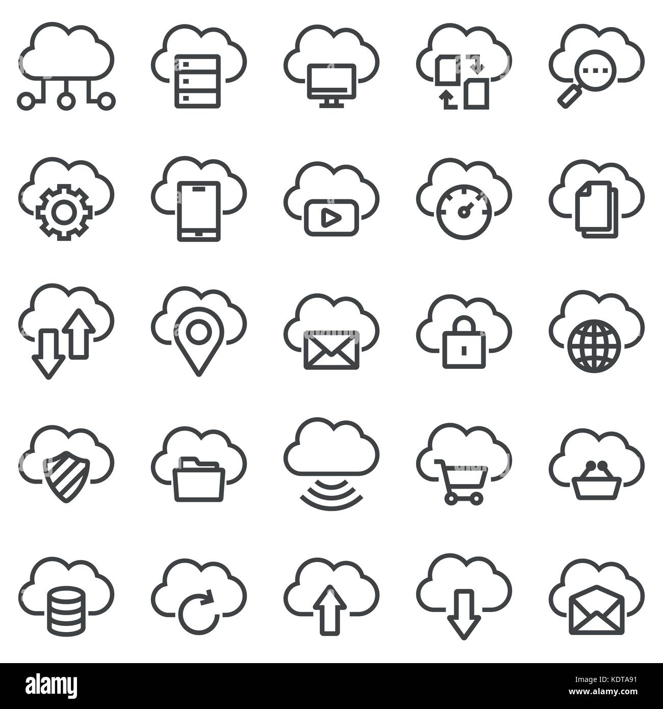 Cloud technology icons. Cloud computing. System administrator Stock ...