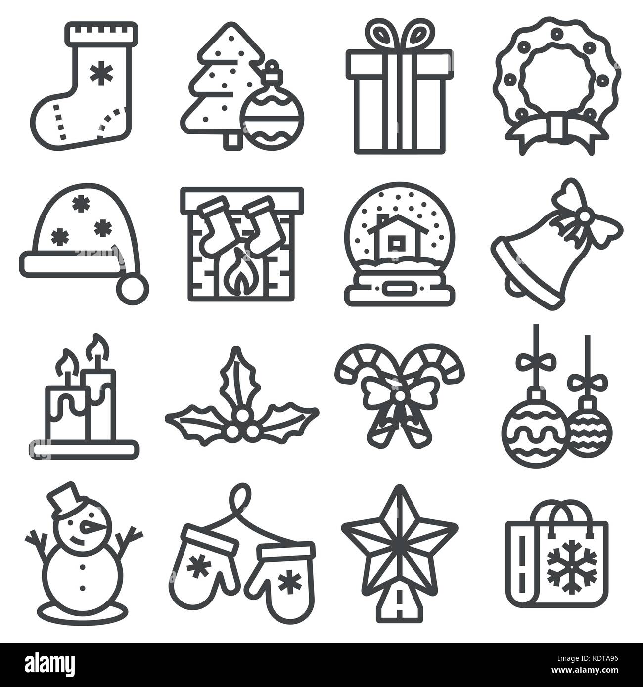 Christmas and winter icons set with White Background Stock Vector Image ...