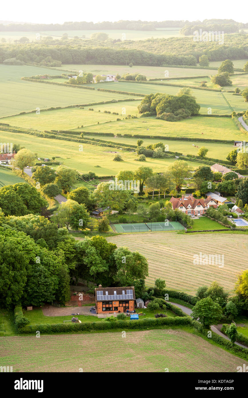 Aerial view of Buckinghamshire Landscape - United Kingdom - Hot air ...